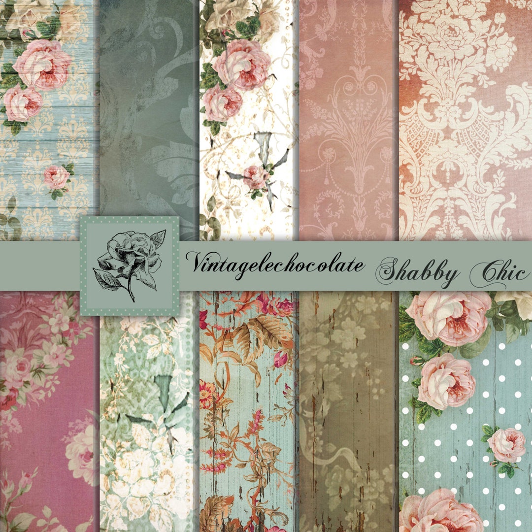 Pink Rose Shabby Chic Digital Paper: Floral Journal, Scrapbook (digital ...