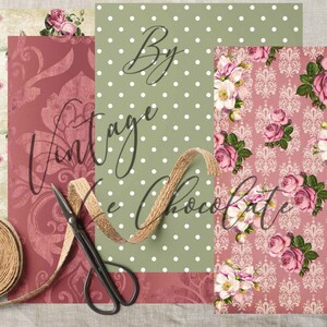 Pink Floral Digital Paper- 8.5x11 Vintage Rose Paper-vintage Scrapbook ...