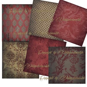 Scrapbook Paper, Vintage Texture Paper, Red Victorian Floral Damask ...