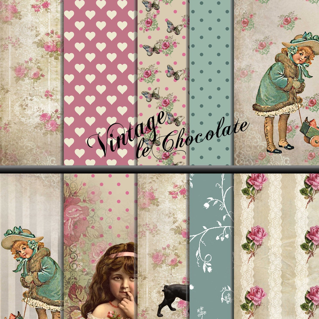Vintage Digital Scrapbook Paper Shabby Chic Digital Paper - Etsy