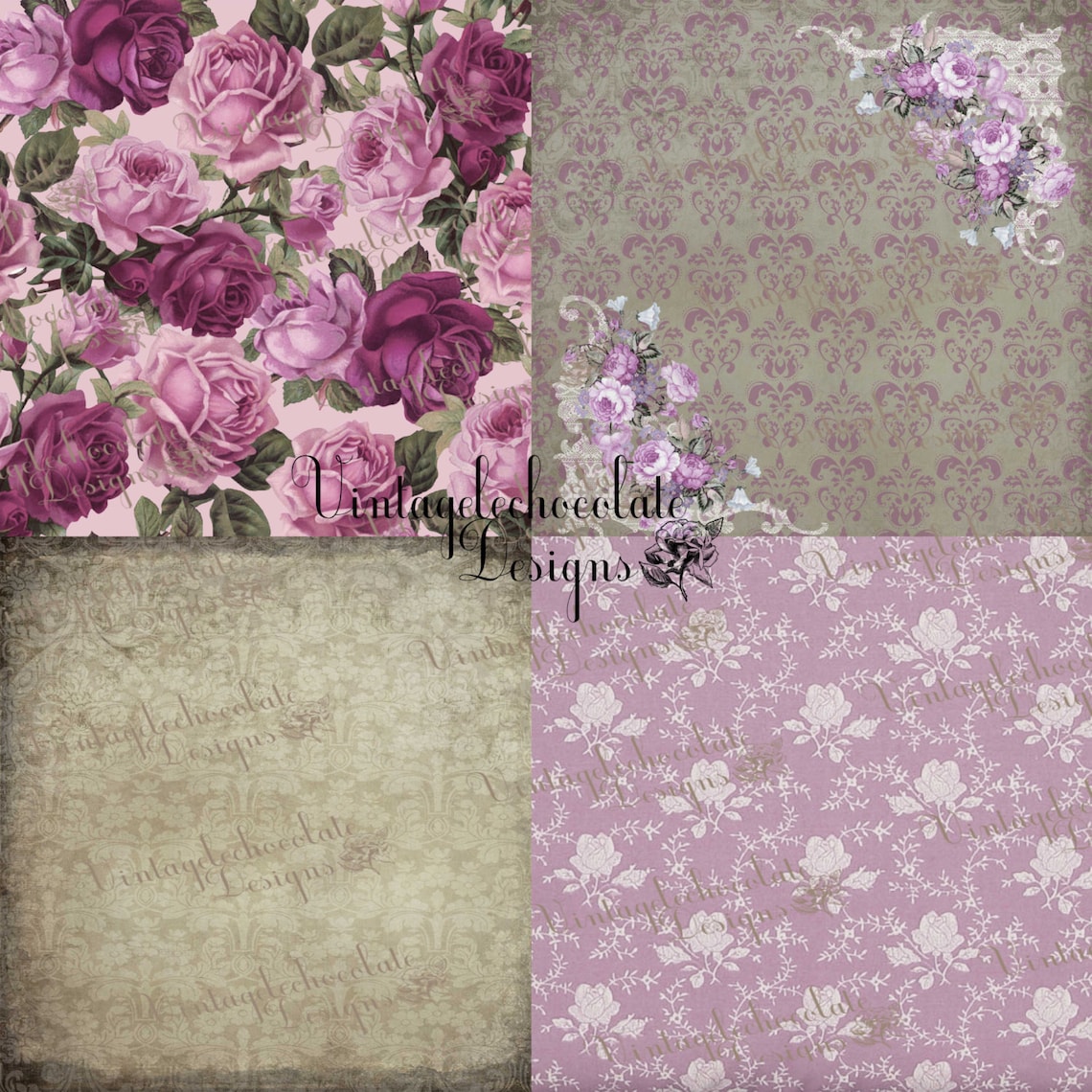 Digital Scrapbook Paper Digital Paper Floral Lavender | Etsy