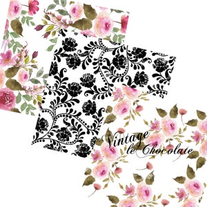 Digital Paper Pink Watercolor Rose Digital Paper Shabby Rose - Etsy