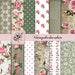 Pink Rose Digital Paper Mint Green Digital Floral Paper Pink - Etsy