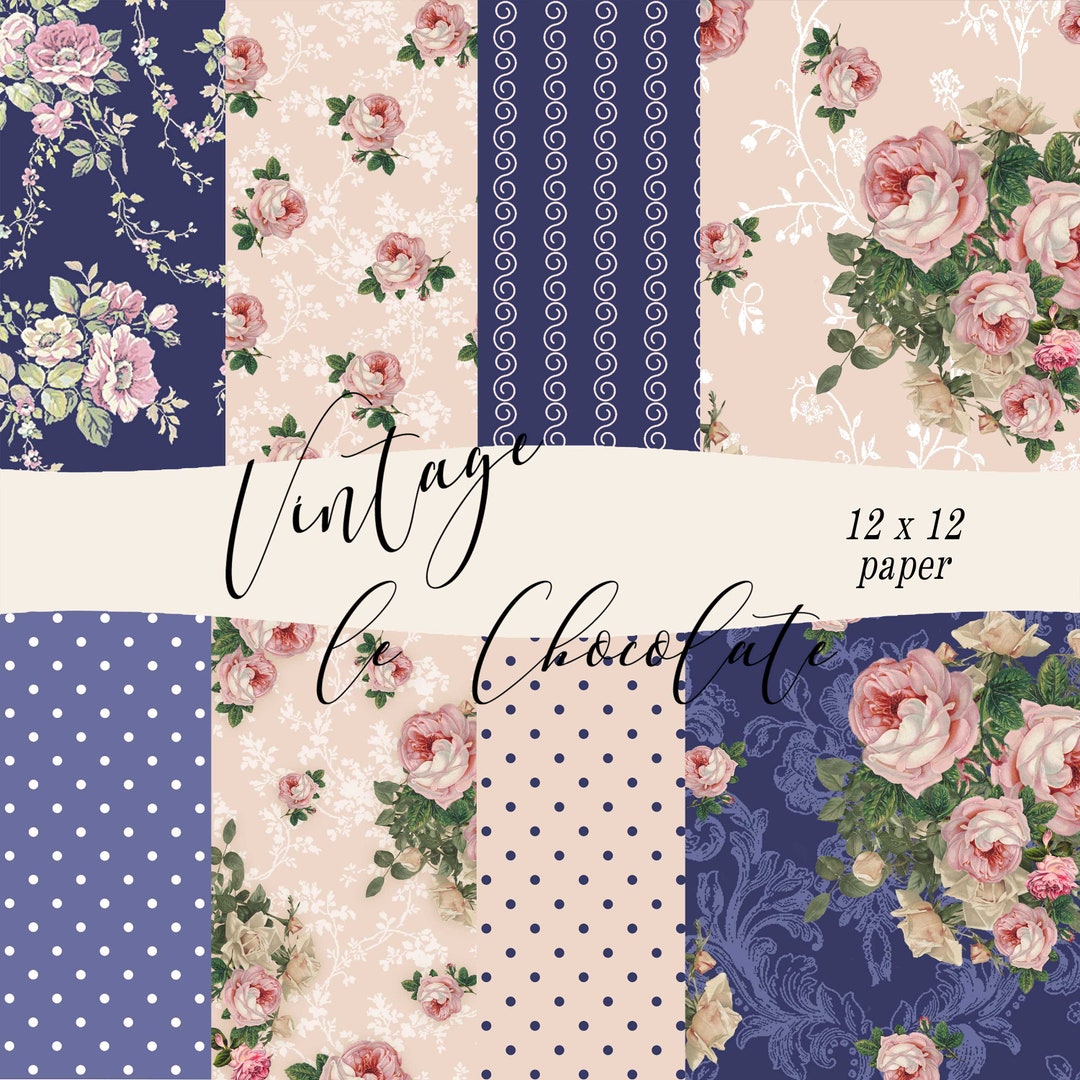 Vintage Rose Digital Paper Pink Rose Paper Decoupage Scrapbooking ...