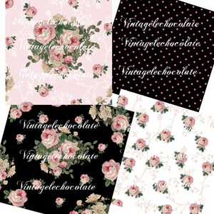 Digital Scrapbook Paper, Pink Shabby Chic Roses, Digital Scrapbook ...