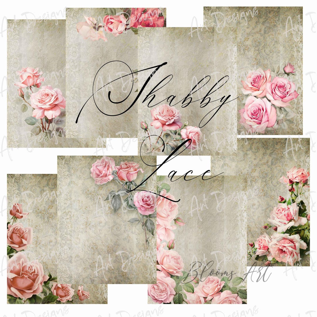 Shabby Lace Peony Digital Paper: Vintage Floral Overlays (digital ...