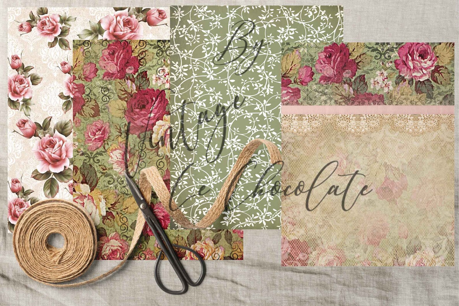 Pink Floral Digital Paper 8.5x11 Vintage Rose Paper-vintage | Etsy