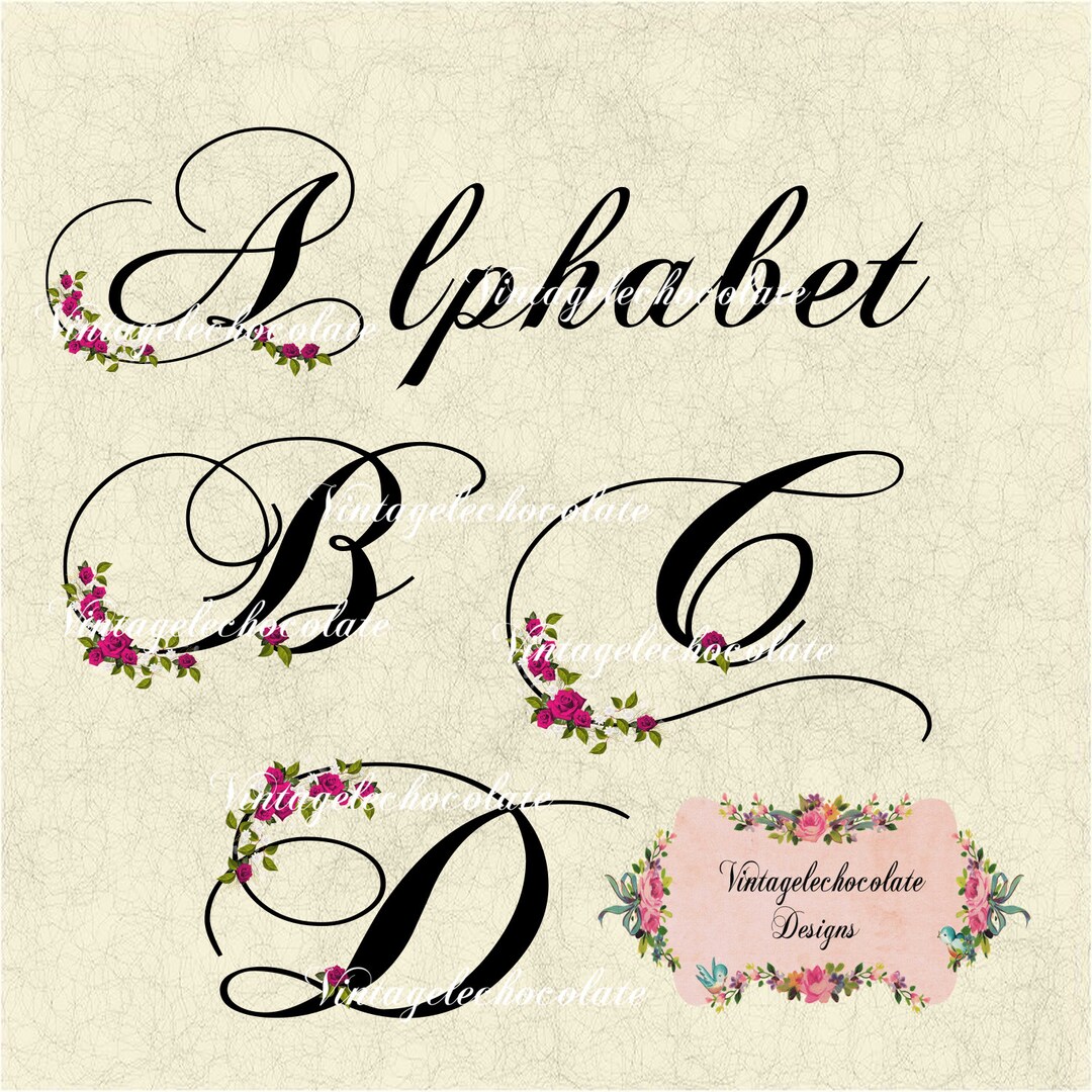 Alphabet Clip-art, Vintage Letter Graphic Clip Art, Rose Clip Art ...