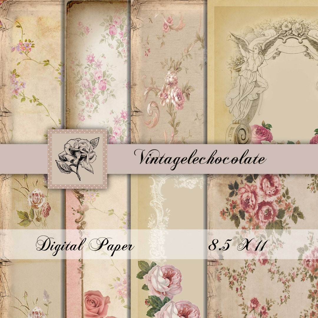 Junk Journal Floral Rose Paper Vintage Journal 8.5 X 11 Shabby Chic ...