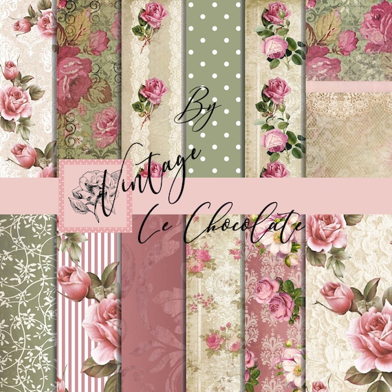 Pink Floral Digital Paper 8.5x11 Vintage Rose Paper-vintage | Etsy