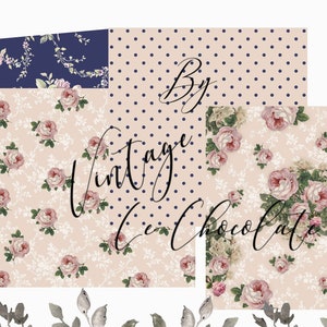 Vintage Rose Digital Paper Pink Rose Paper Decoupage Scrapbooking ...