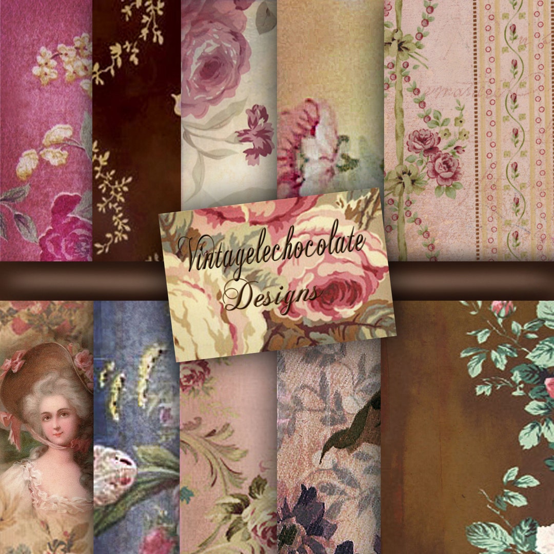 Digital Paper Vintage Journal Shabby Floral Paper Shabby Digital Paper ...