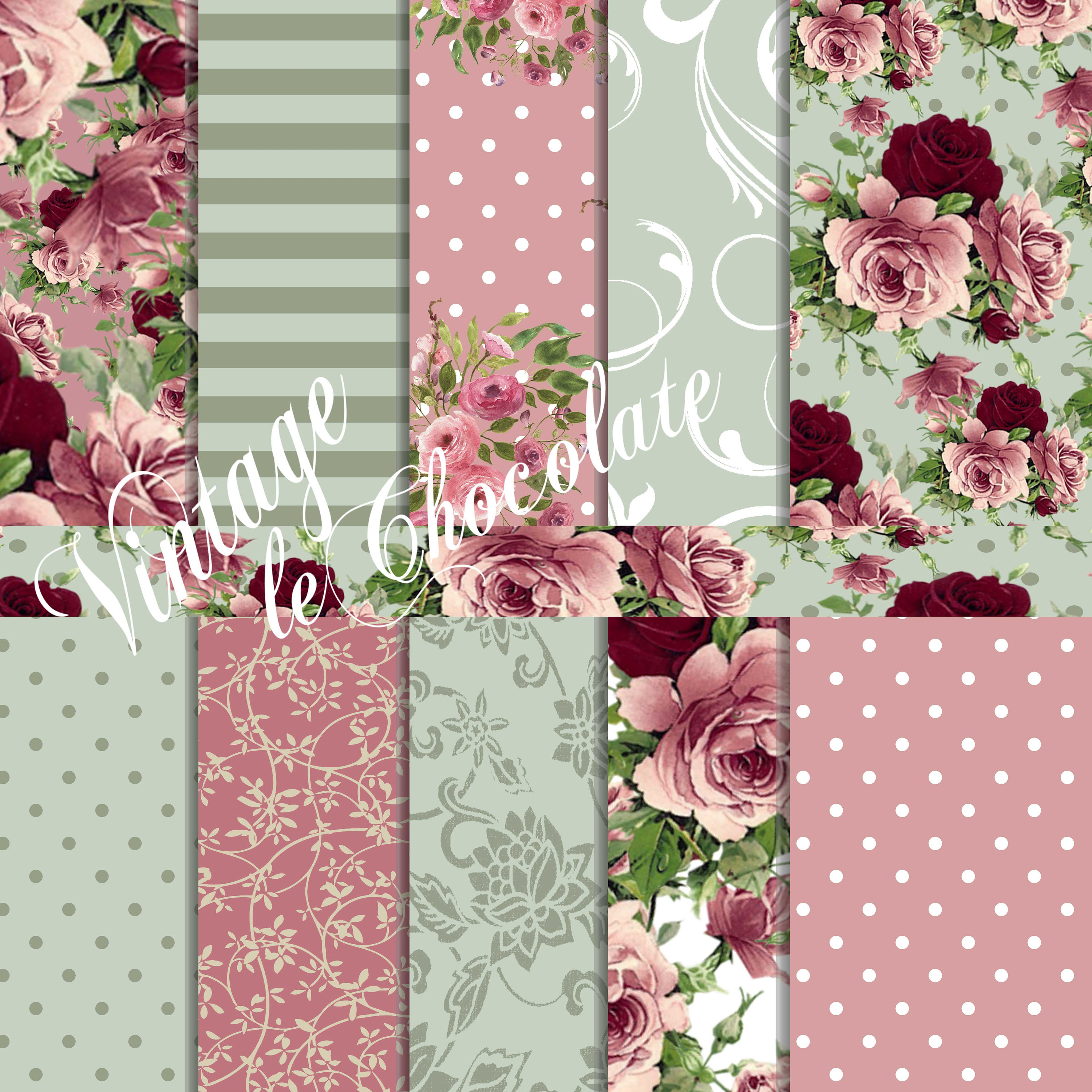 Scrapbook Paper Digital Design Paper Shabby Chic Rose Paper | Etsy