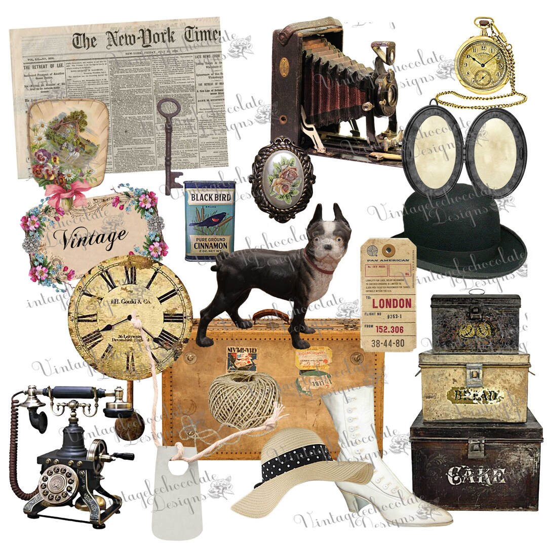 Digital Vintage Clip-art Journal Ephemera Steampunk Vintage Scrapbook ...