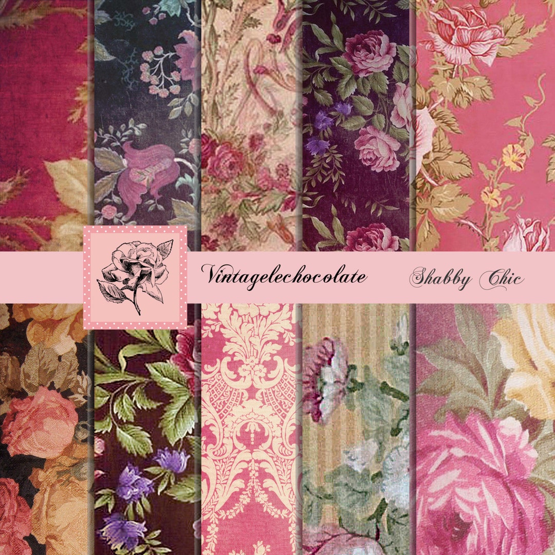 Printable Paper, Floral Digital Scrapbook Paper, Digital Pink Shabby ...