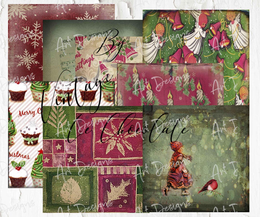 Vintage Christmas Scrapbook Paper: Printable Holiday Journal ...
