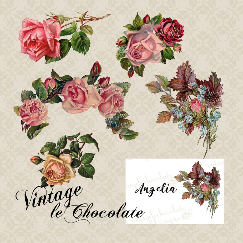 Floral Clip-art Vintage Clip-art Rose Clip-art Victorian | Etsy