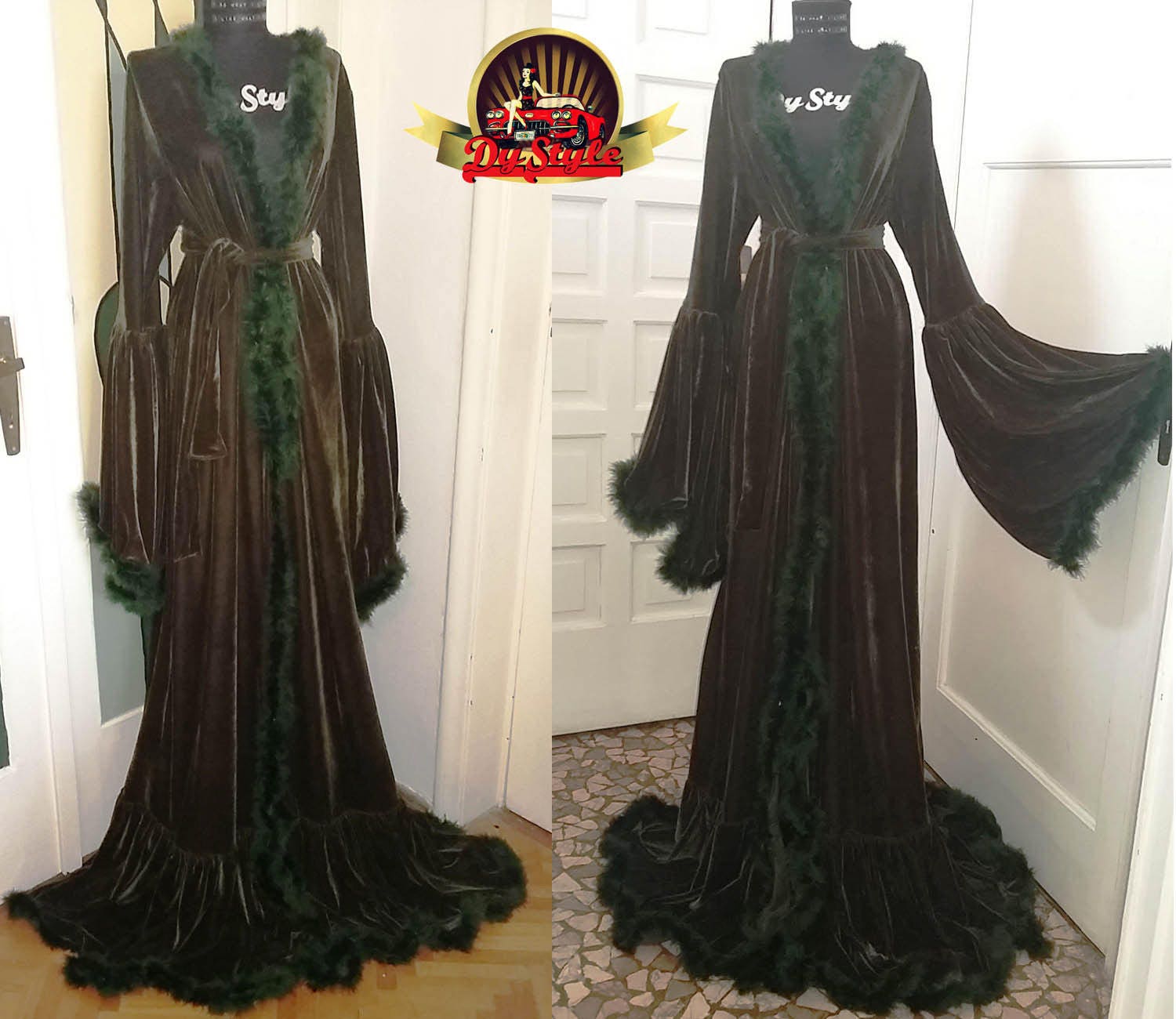 Burgundy Velvet Dressing Gown Custom Made Velvet Gown | Etsy