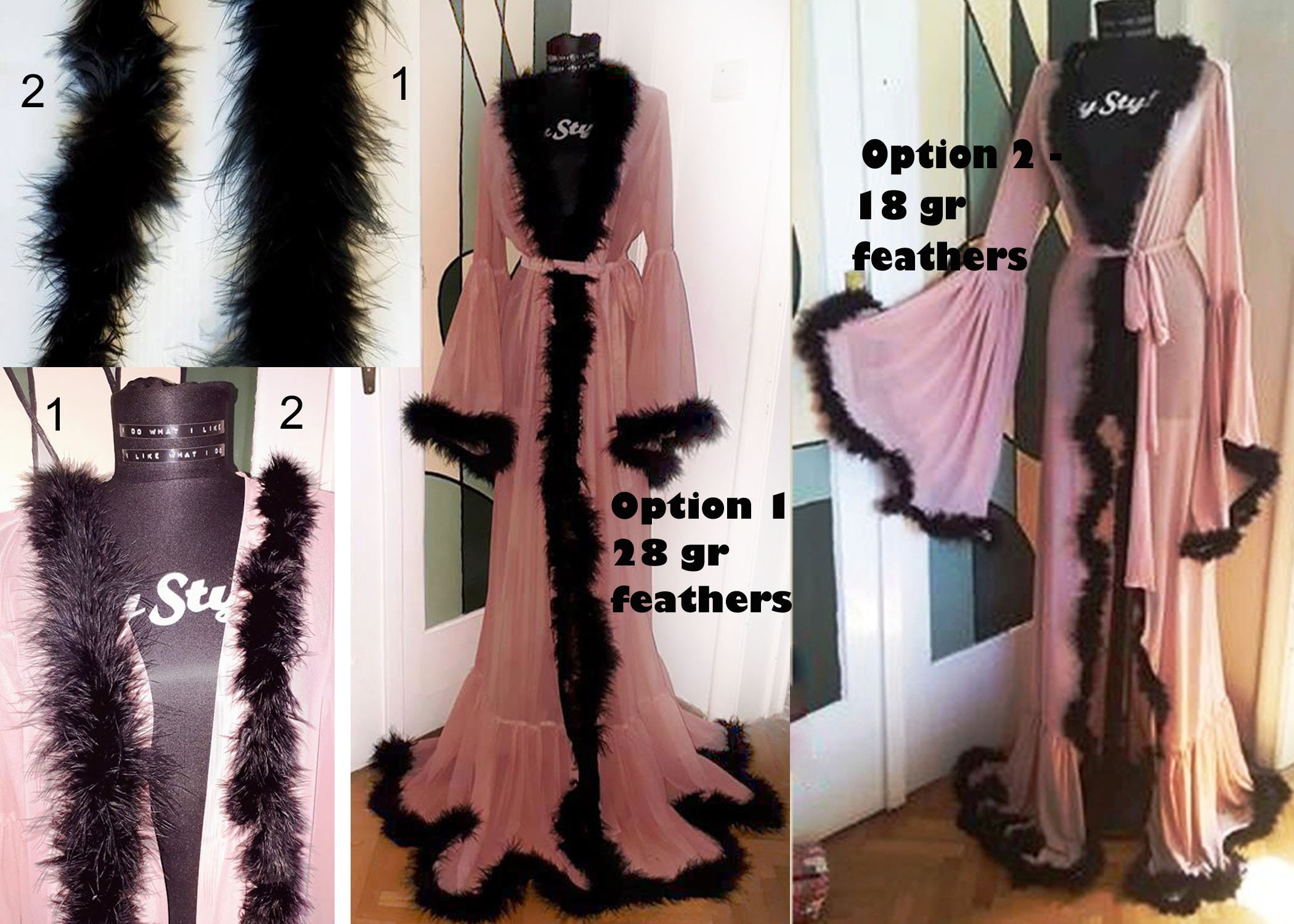 Big Boa Robe Black Marabou Feather Dressing Gown Burlesque | Etsy Canada