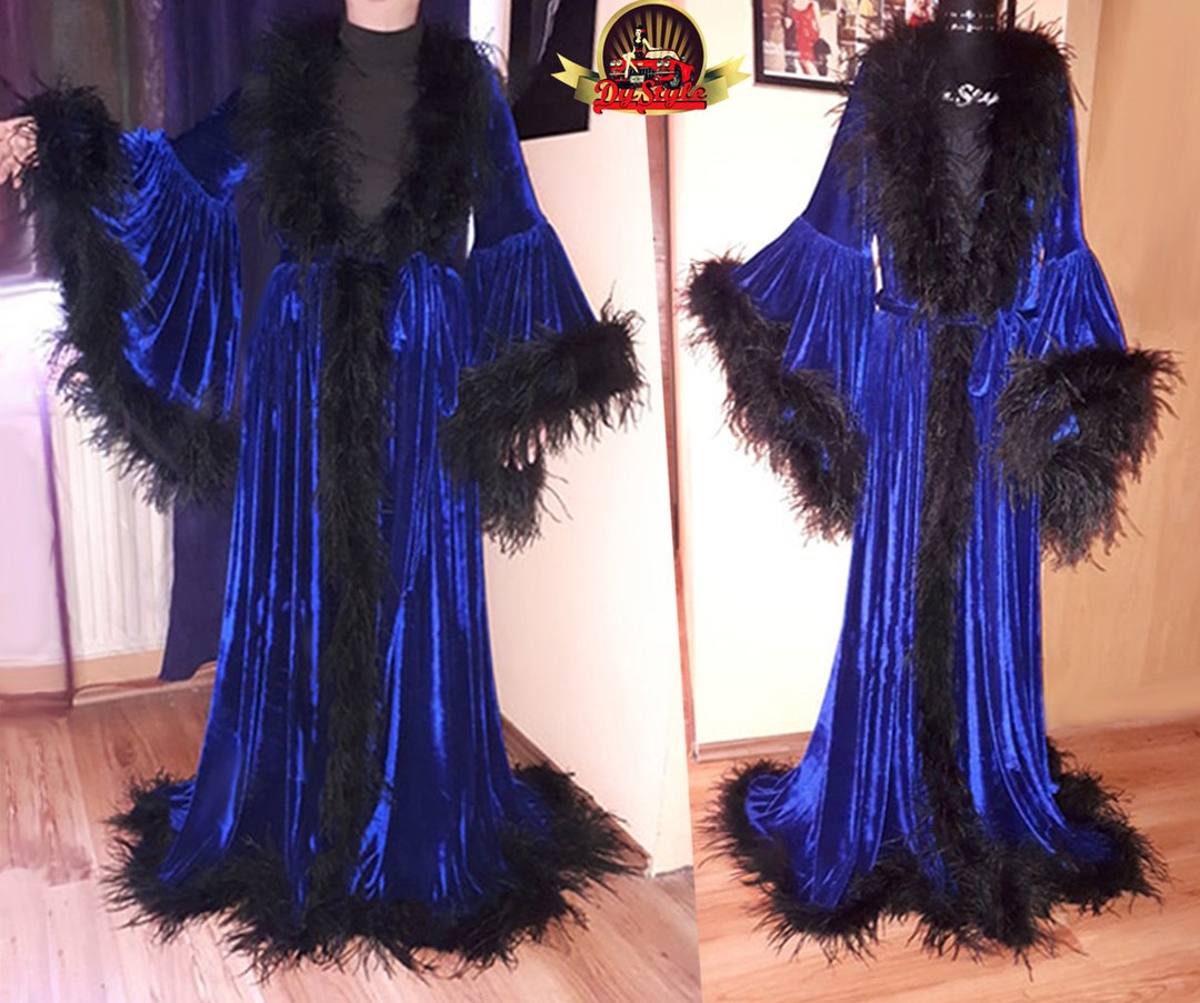 Custom Made Renaissance Velet Duster Ostrich Robe / Stage Dress ...