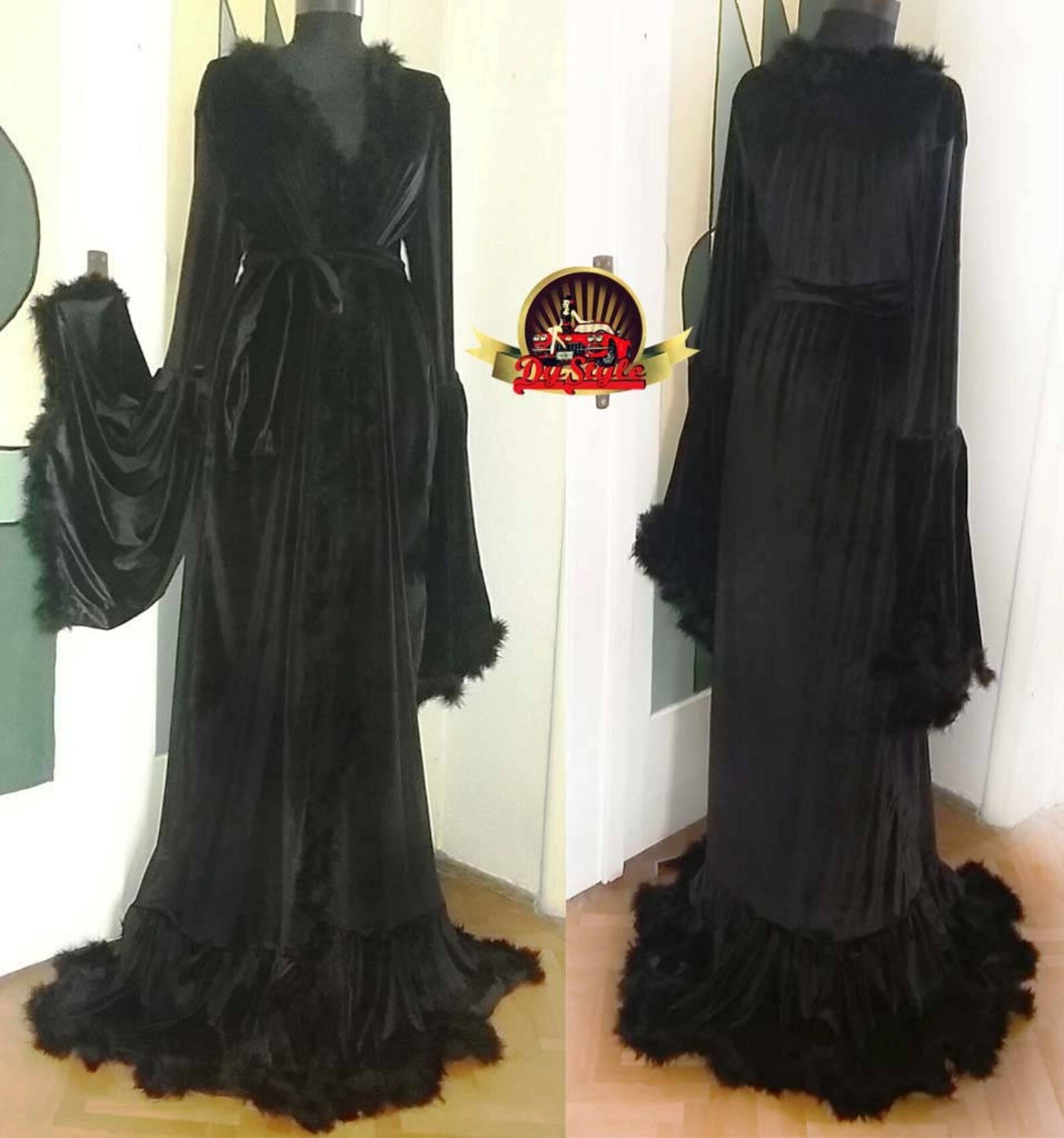 Black Velvet Renaissance Plus Size Feathers Robe | Etsy