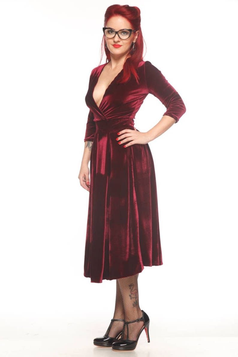 Pin up Velvet 50s Dress Custom Made Plus Size Velour Dress - Etsy