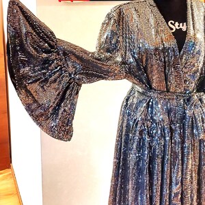 Silver Sequin Robe, Shinny Silver Cover-up Duster Kimono Dress, Custom ...
