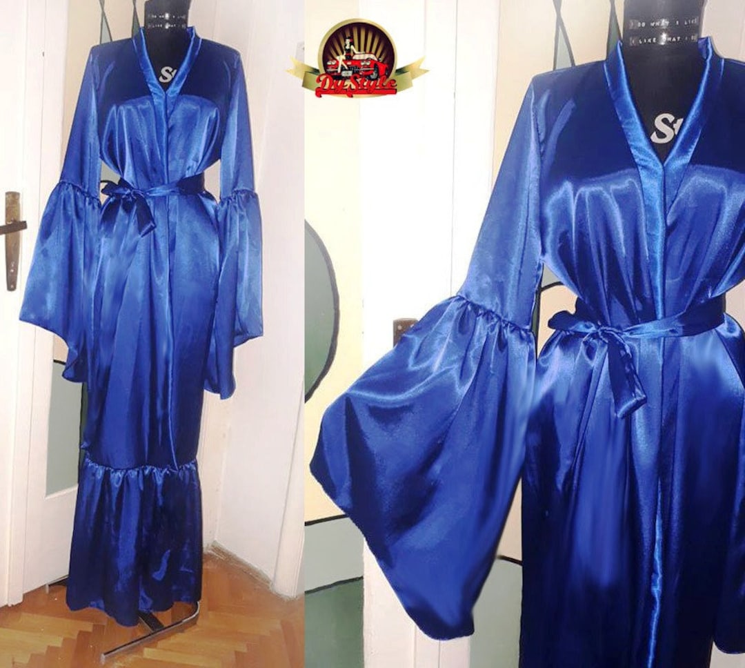Blue Satin Silky Satin Dressing Gown - Etsy