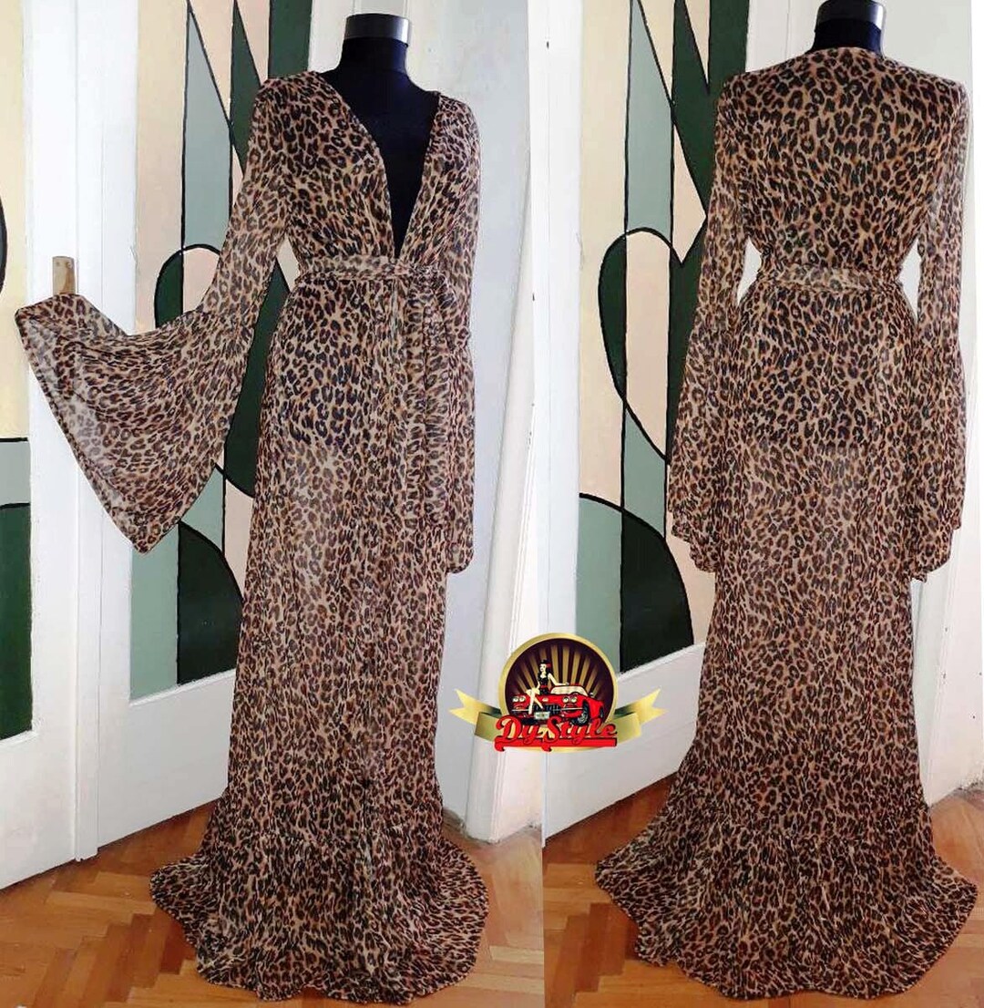 Animal Print Dressing Gown, Leopard Beach Dress, Animal Print Stage ...