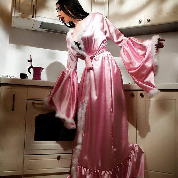 Pink Satin Robe - Etsy