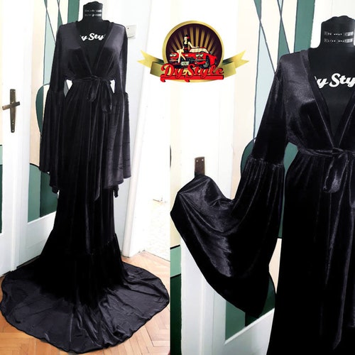 Darkest Black Velvet-handmade Glamour Robe-old Hollywood - Etsy