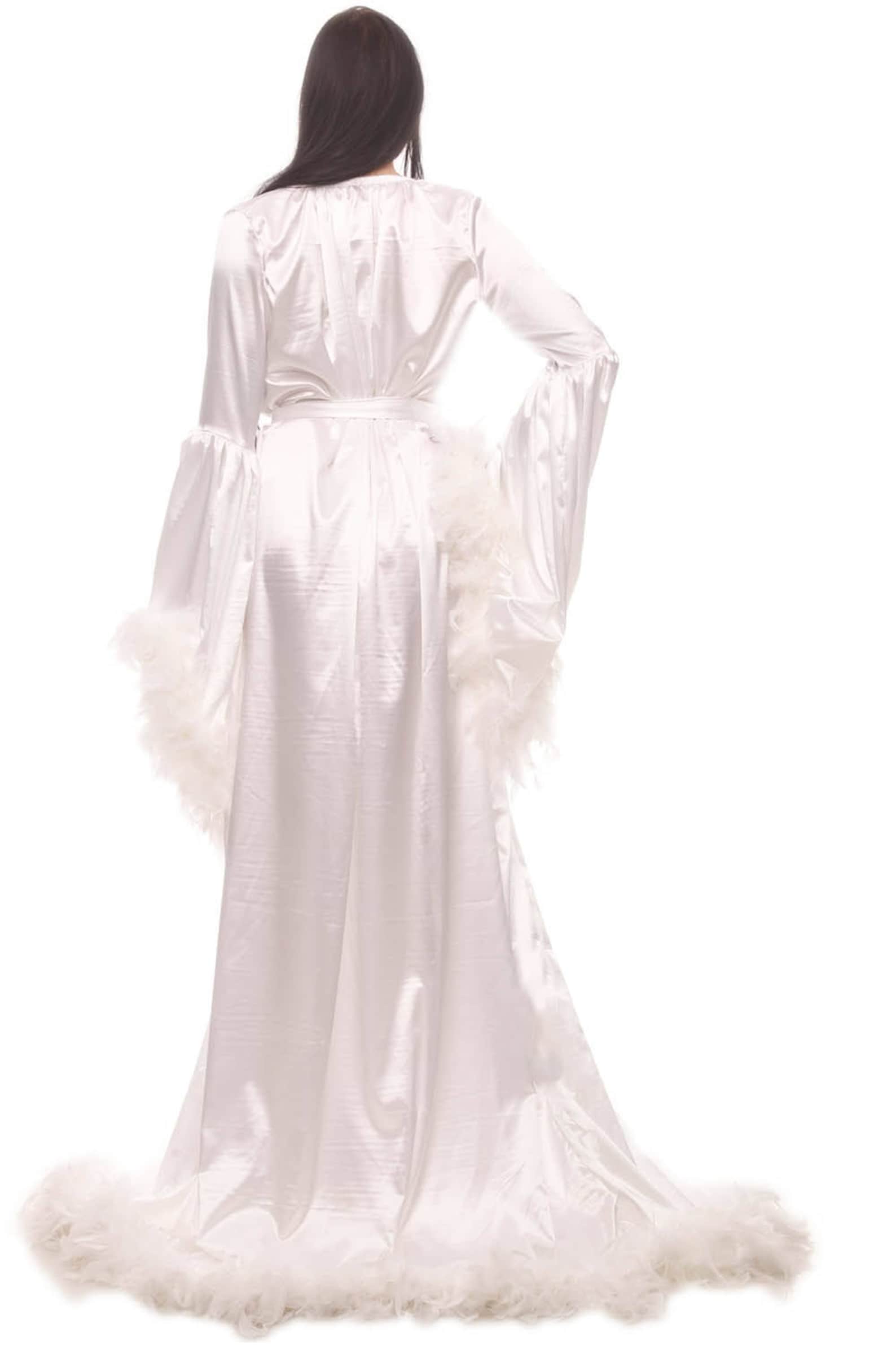 Custom Blue Satin Angel Sleeve Robe Burlesque Feathers - Etsy