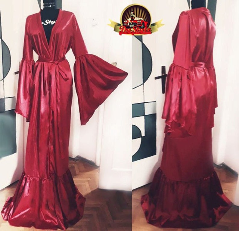 Red Satin Dressing Gown Silky Red Satin Bride Dressing Gown - Etsy