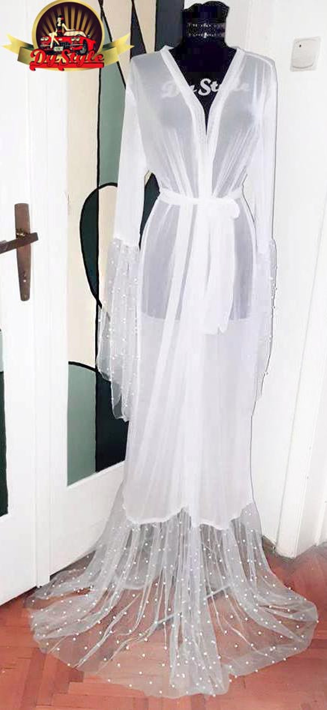 Pearls White Bridal Robe/ Wedding Robe/ White Romantic Dress/ | Etsy