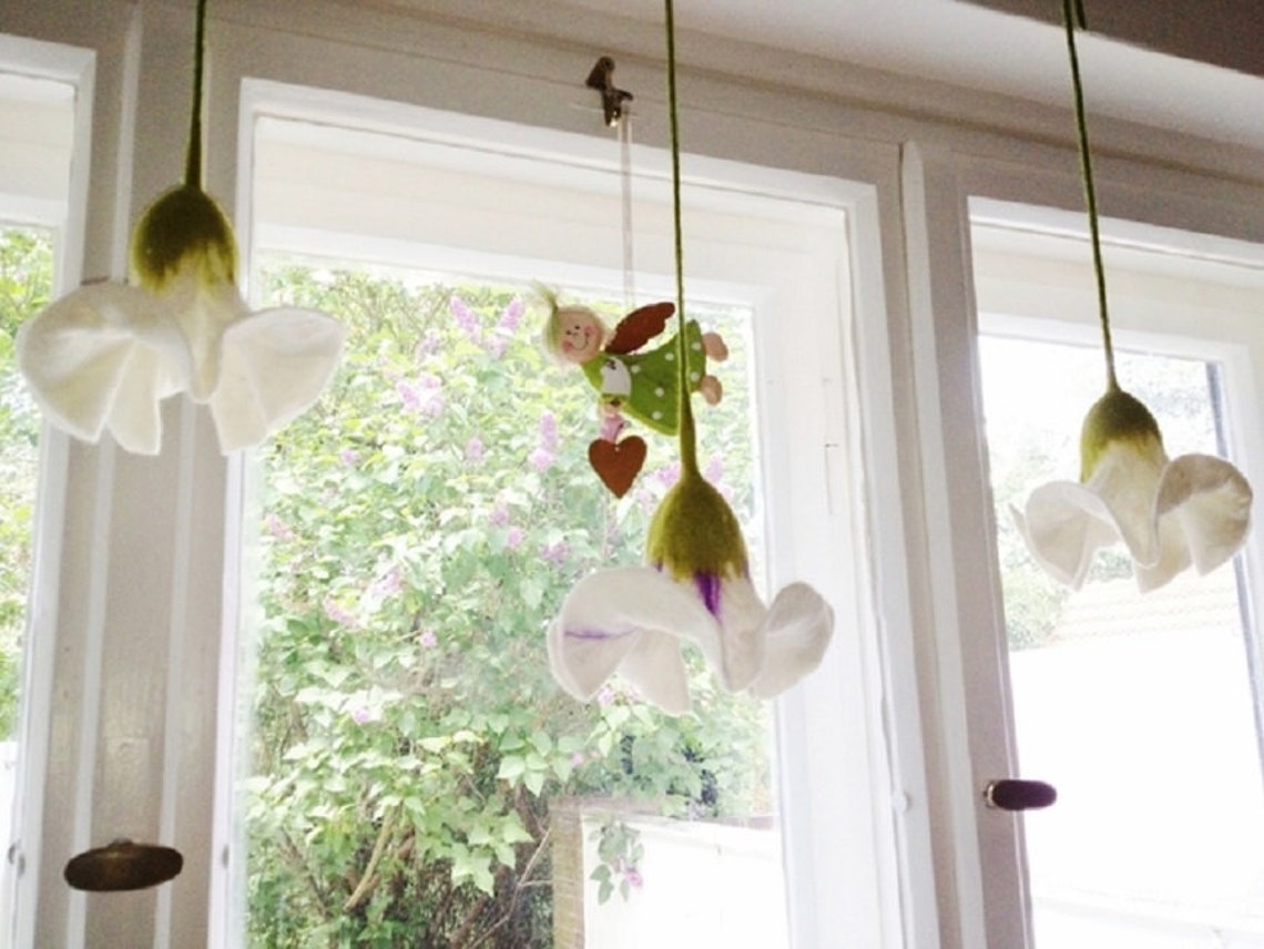 Felt Flowers Large Window Decorations Felted Flowers Hanging Flowers ...