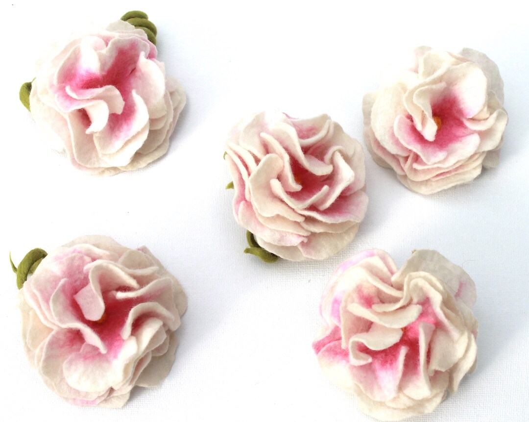 Set of 3, Handmade Felted Roses, for Making a Garland or as Decoration ...