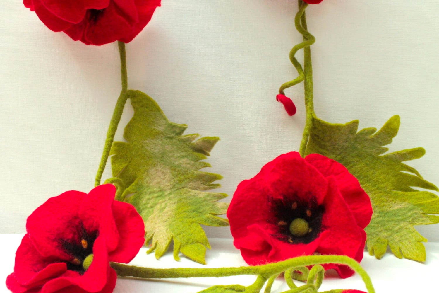Garland Large Flowers Poppy Felt Garland Deco for Windows | Etsy