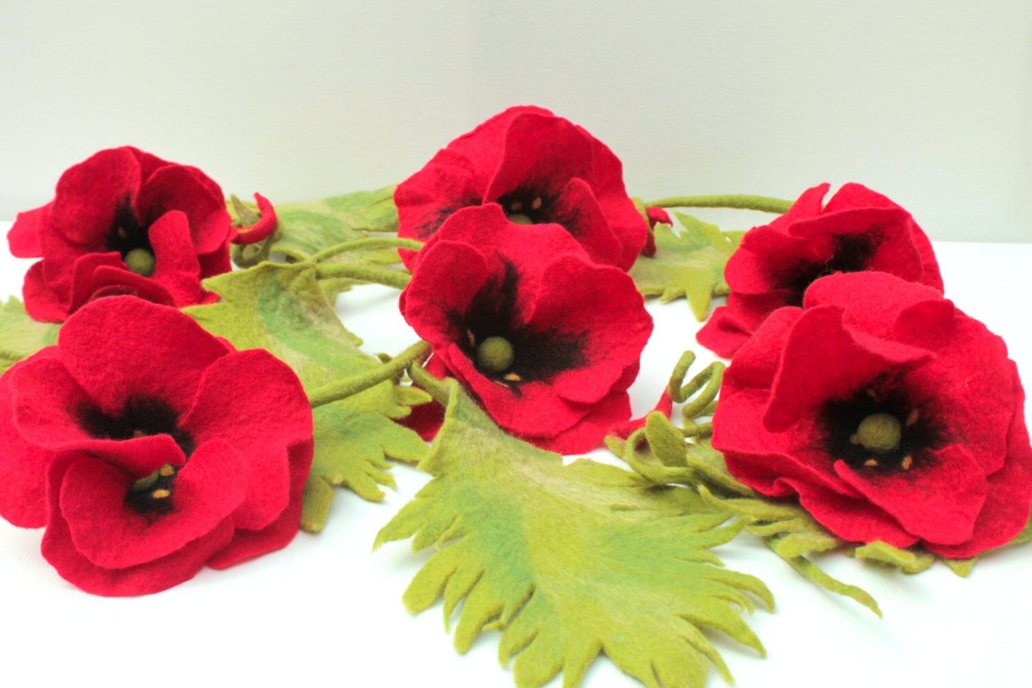Garland Large Flowers Poppy Felt Garland Deco for Windows | Etsy