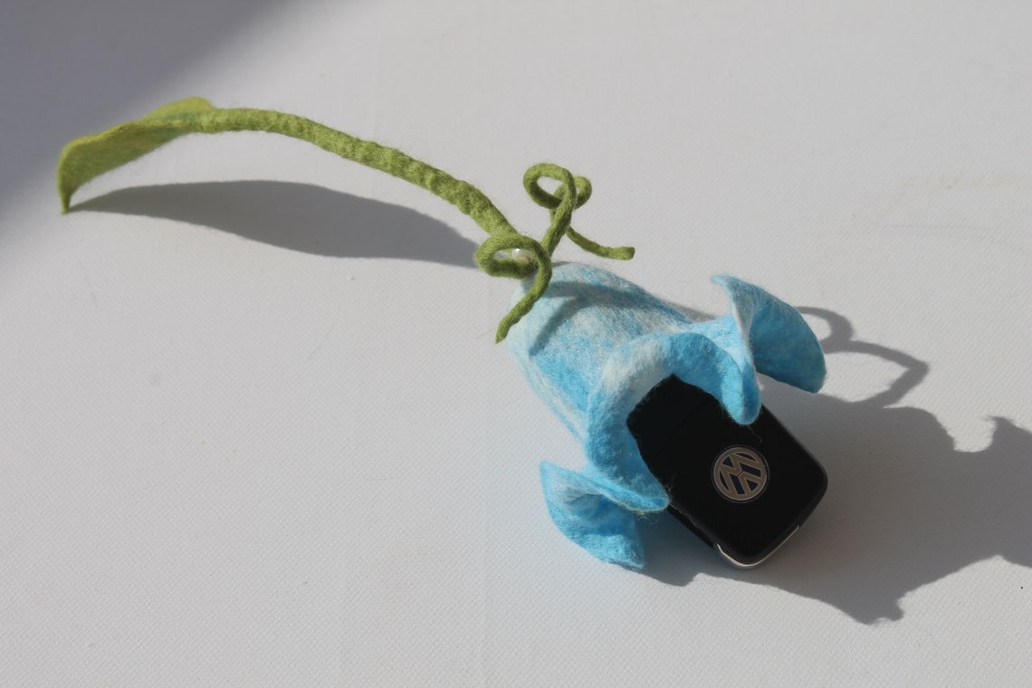 Key fob bag charm with flowe felted by hand | Etsy