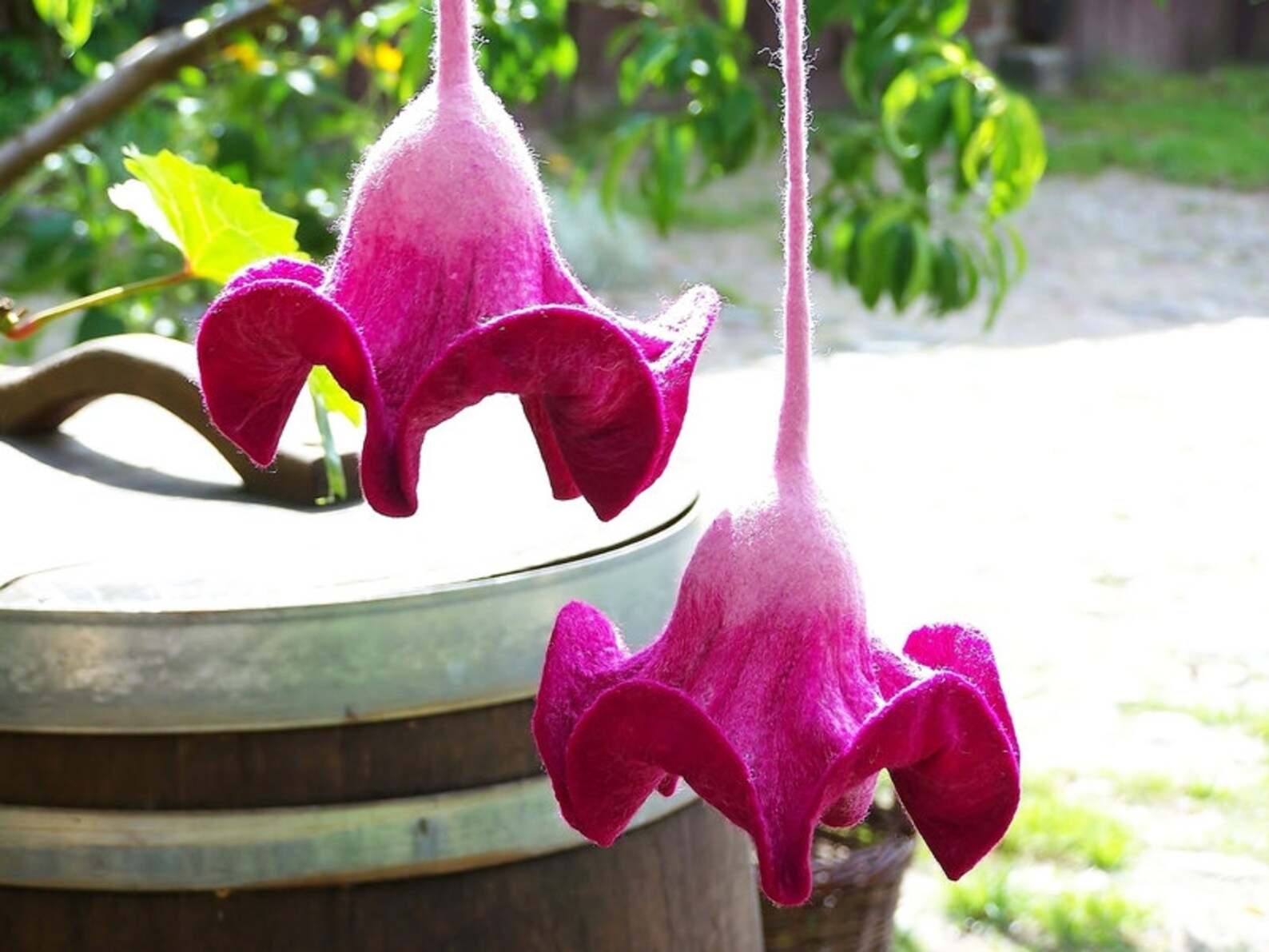 Felted Flower Magenta and Pink Flower Felt Felted - Etsy