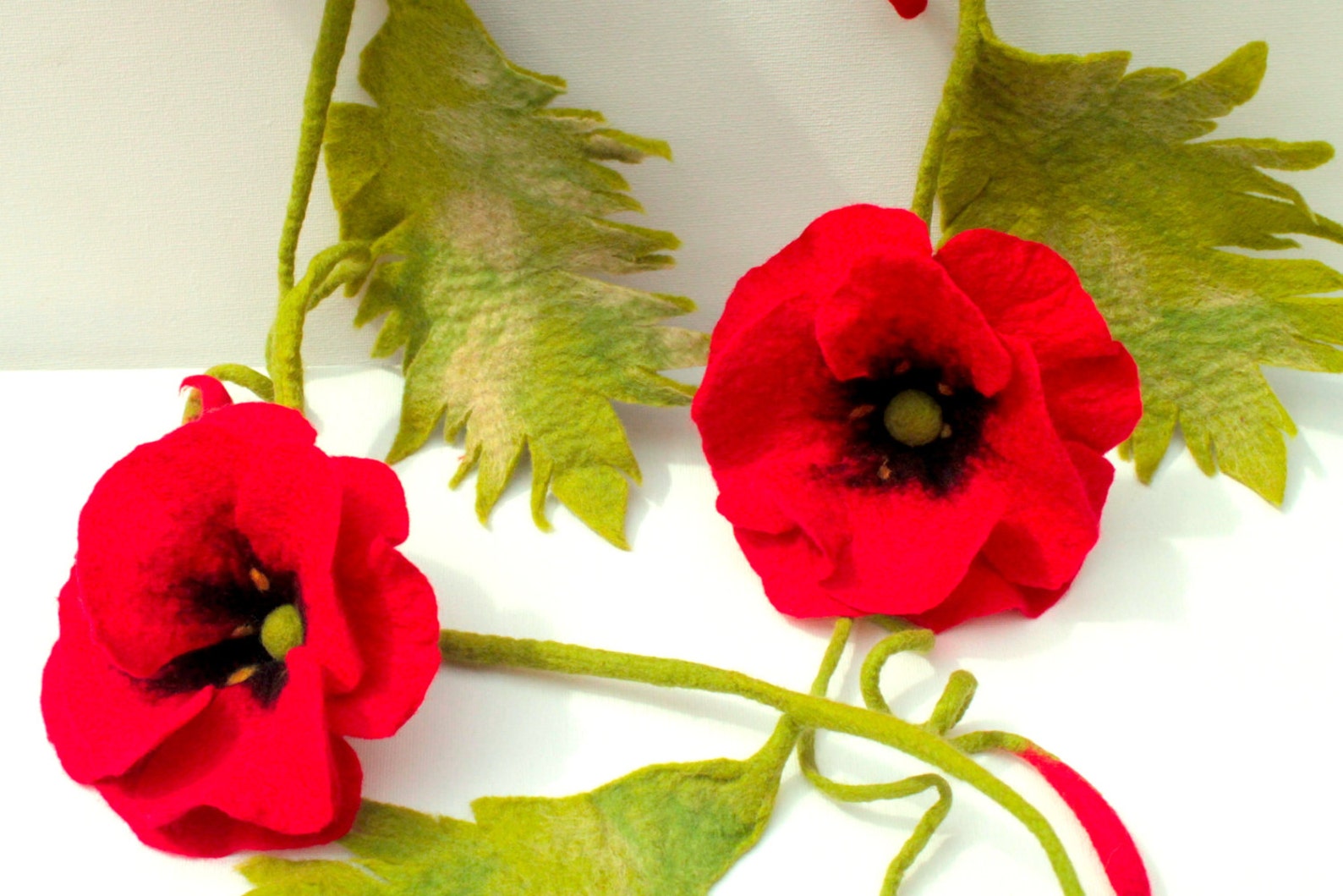 Garland Large Flowers Poppy Felt Garland Deco for Windows - Etsy