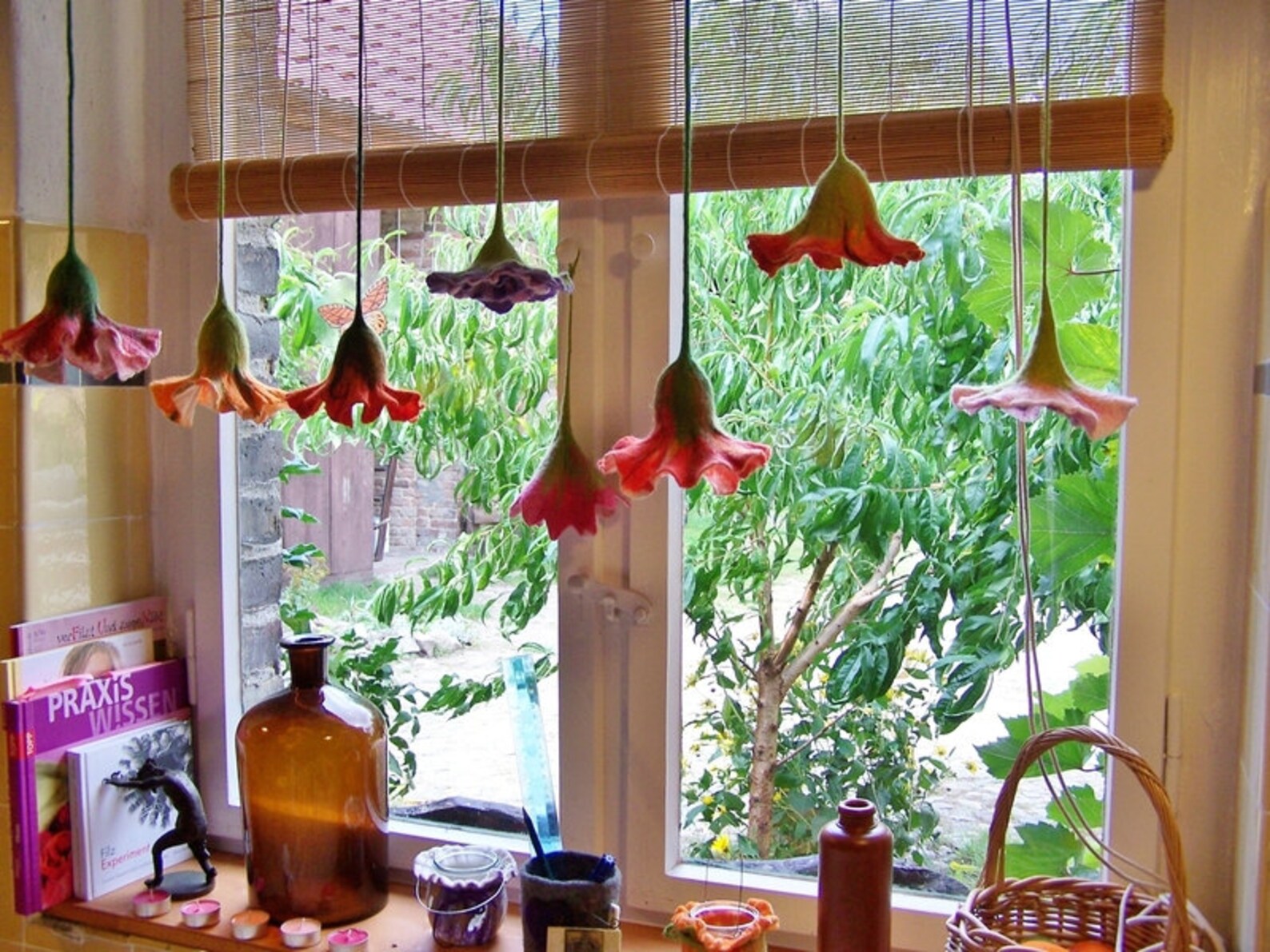 Felt flowers Large window decorations Felted flowers Hanging | Etsy
