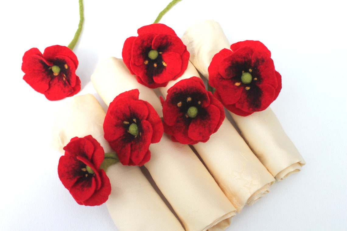 Garland large flowers poppy felt garland deco for Windows | Etsy