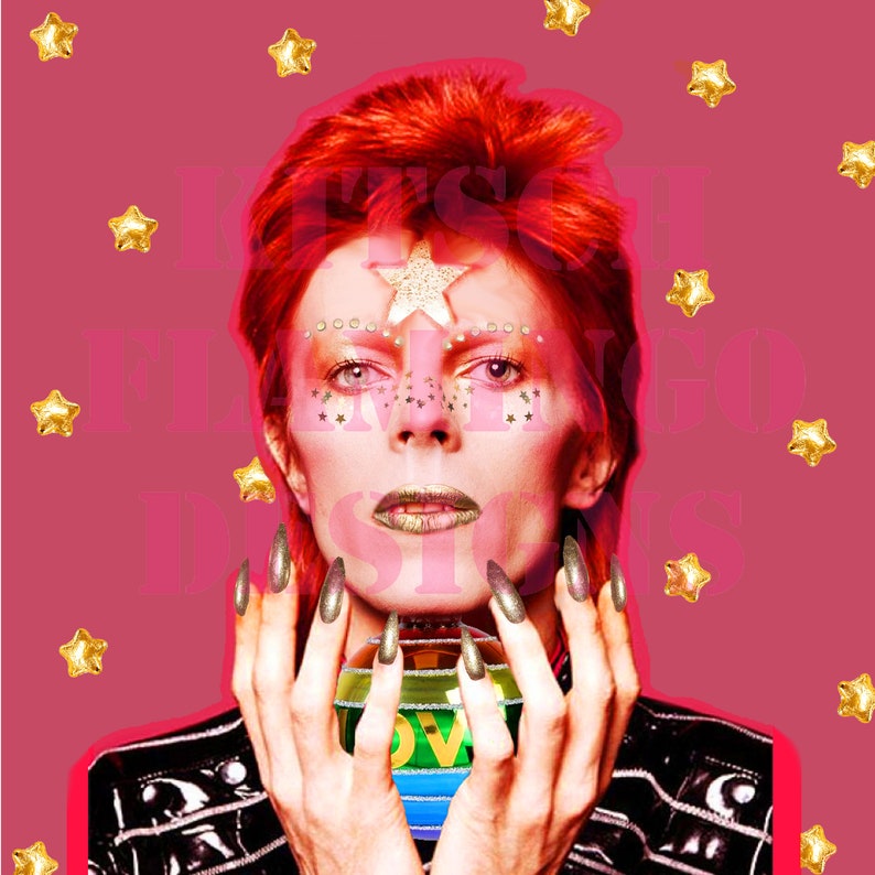 David Bowie Card 'david Bowie Gold' David Bowie Drag Queen Christmas ...