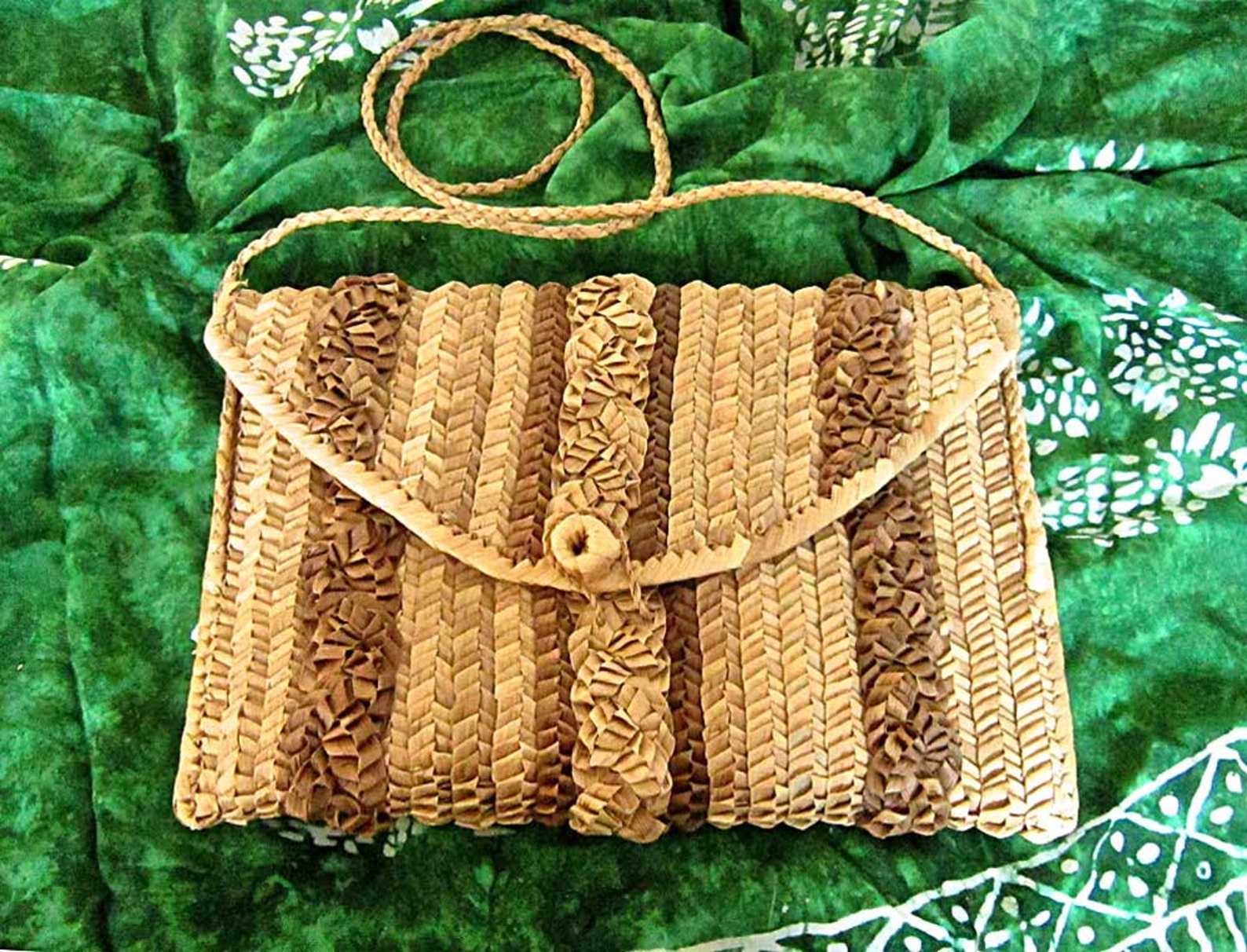 Vintage Handwoven Lauhala Purse: Polynesian Kapa Cloth Lining - Etsy