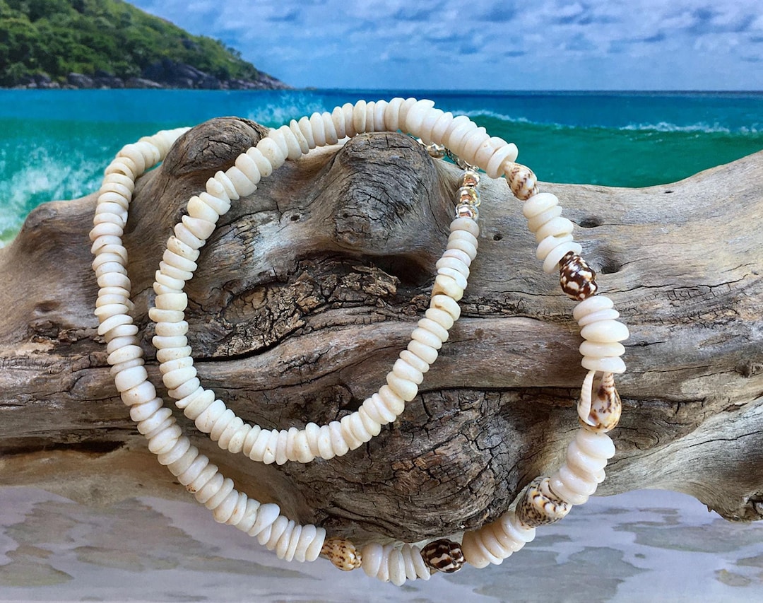 Hawaiian Puka Shell Necklace With Shell Accent, Unisex, Surfer Jewelry ...