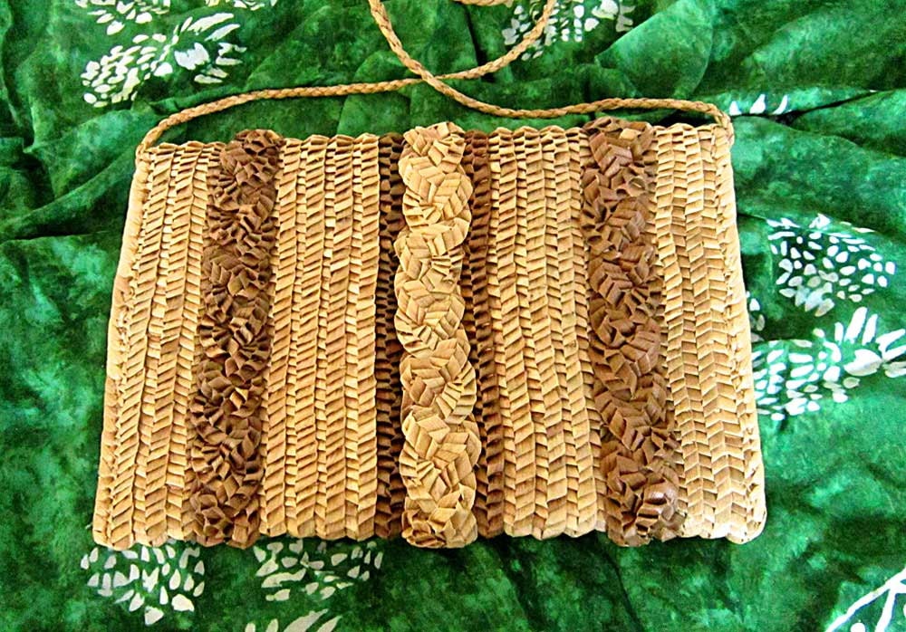 Vintage Handwoven Lauhala Purse: Polynesian Kapa Cloth Lining - Etsy