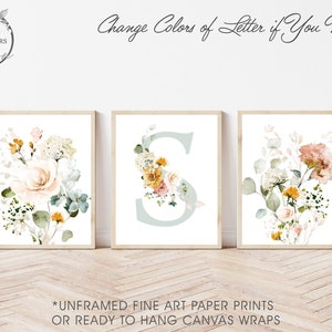 Girls Farmhouse Wildflower Watercolor Personalized Wall Art Decor, Teen ...