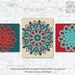 Red Turquoise Tan Mandala Flower Art Prints Floral Geometric | Etsy