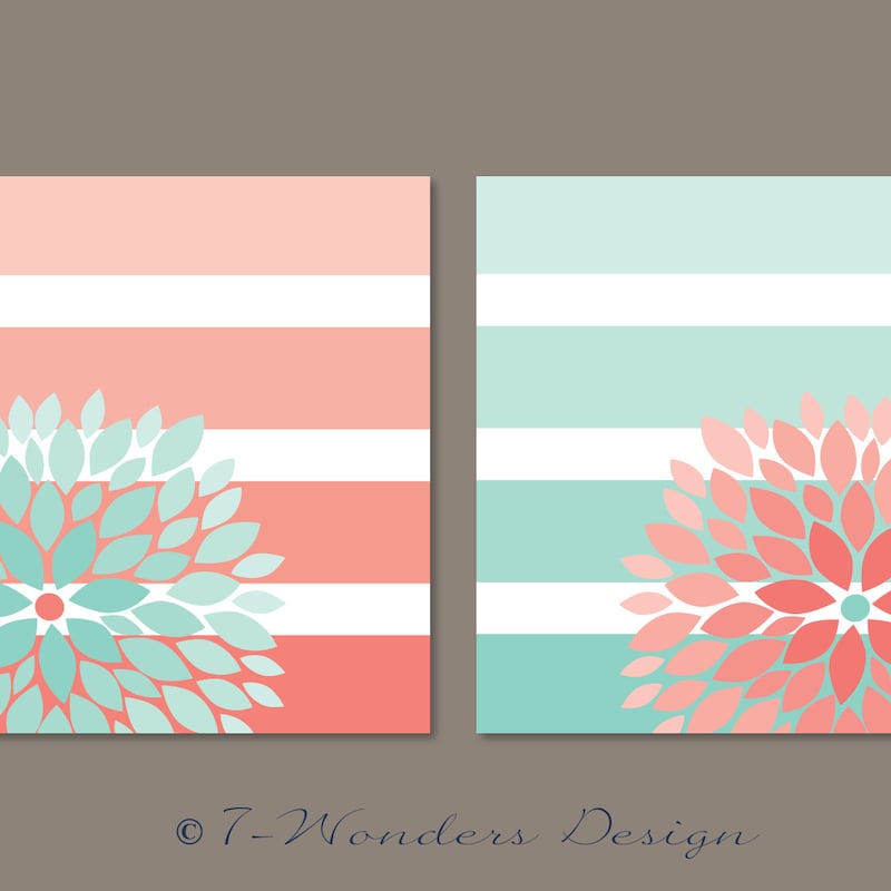 Coral and Mint Decor - Etsy